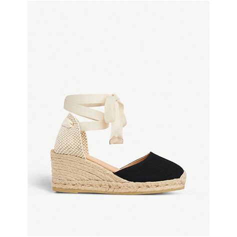 LK BENNETT Maureene Woven Canvas Wedge Espadrilles Bla Black Editorialist