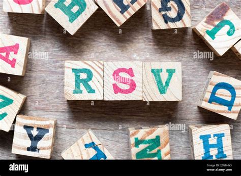 Alphabet Letter Block In Word Rsv Abbreviation Of Respiratory