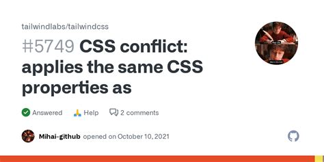 Css Conflict Applies The Same Css Properties As · Tailwindlabs