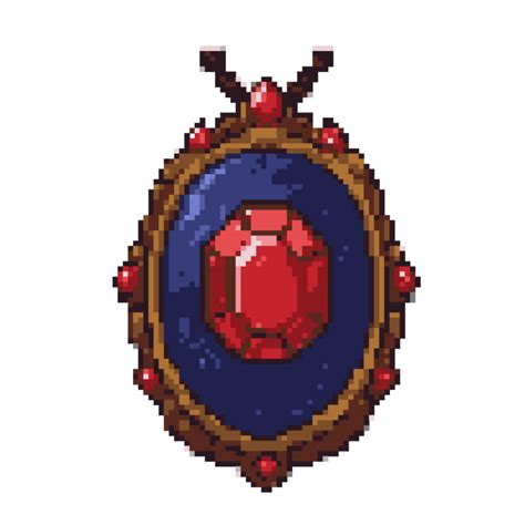 Pixel Art Ruby Amulet With Intricate Gold Frame 72637378 Png