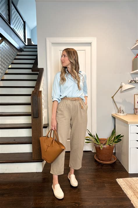 Spring Outfits With Tan Pants Able Mary Easy Pants Michelle Tomczak