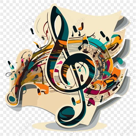 Treble Clef With Notes Stock Vector Clipartsticker Png White