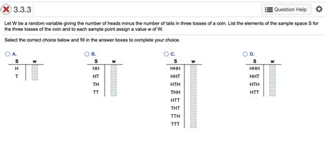 solved x 3 3 3 question help let w be a random variable