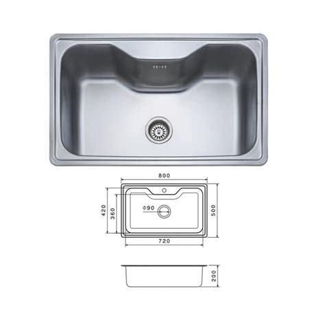 حله حوض مطبخ استانلس مقاس 80 × 50 سم سمك 08 مم عمق 22 سم بالصرف 3