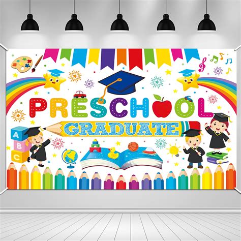 Howaf Preschool Graduation Backdrop Large Graduation Banner For Class