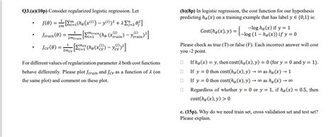Solved Q A P Consider Regularized Logistic Regression Chegg
