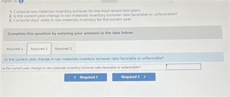 Solved Compute Raw Materials Inventory Turnover For The Chegg Com