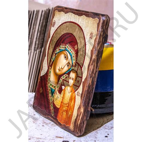 Икона "Казанская", дерево под старину, печать-краска; 12,5*16,5.Арт.И ...