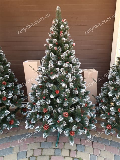 Елка Кармен с шишками и калиной 1 80м Ялинка з шишками елочка ёлка искусственная Id