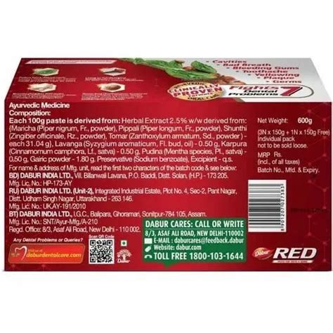Dabur Red Toothpaste Packaging Size 100grms At ₹ 110 Pack In