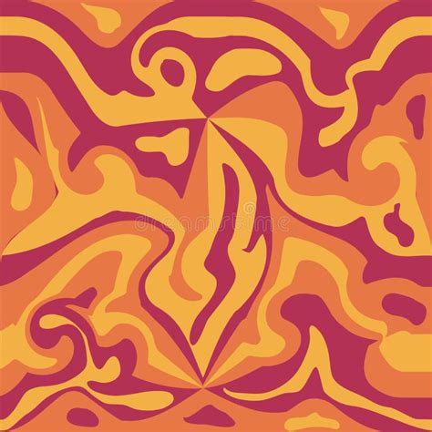 1970 Wavy Swirl Seamless Pattern In Orange And Pink Colors Seventies