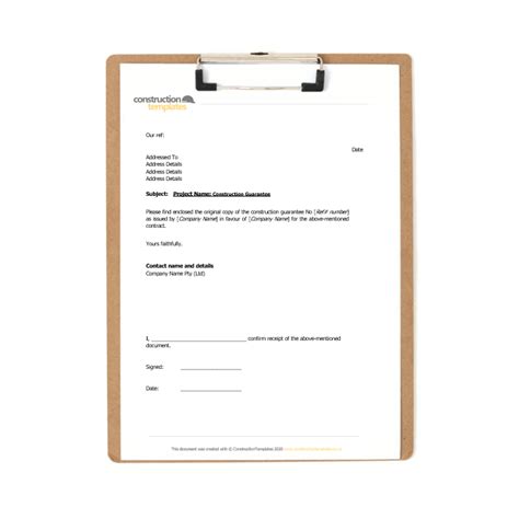 Performance Guarantee Cover Letter Construction Templates South Africa