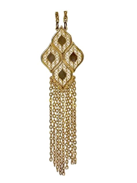 Long Gold Tassel Necklace Filigree Tassel Necklace Chain