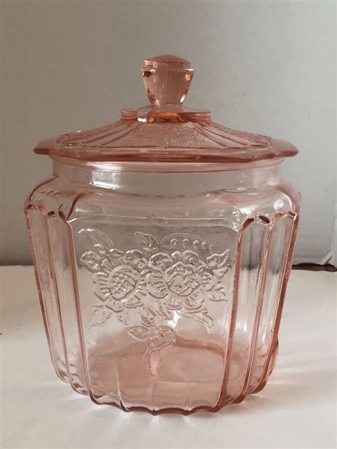 Vintage Hocking Depression Glass Pink Mayfair Biscuit Cookie Jar