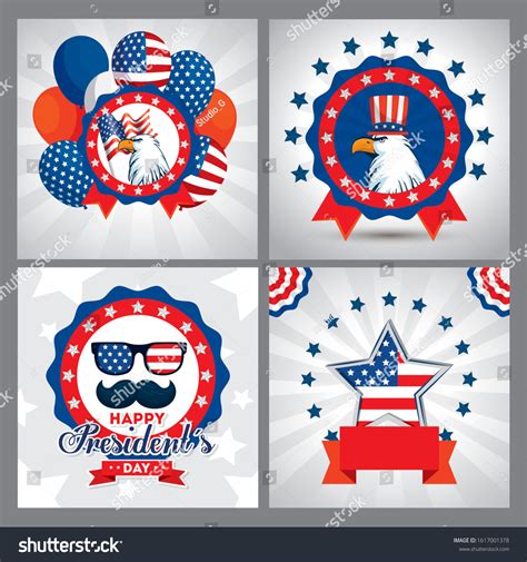 Eagle Glasses Mustache Star Design Usa Stock Vector Royalty Free