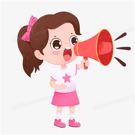 一个可爱的小女孩拿着大喇叭免抠元素png图片素材下载小女孩png熊猫办公