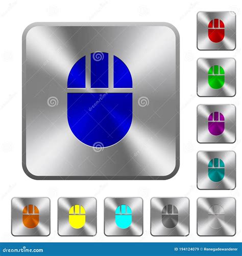 three buttoned computer mouse rounded square steel buttons stock vector
