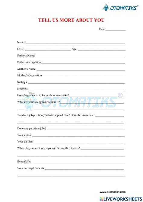 Interview Question Worksheet Live Worksheets