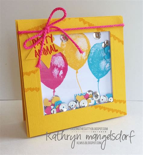 Kathryn S Stampin World CASE Ing The Catty Balloon Builders Shaker Card CTC