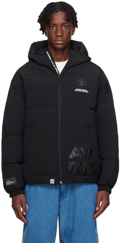 Aape By A Bathing Ape Black Hooded Down Jacket Aape By A Bathing Ape