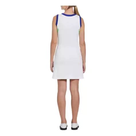 Womens Pga Tour Colorblock Sleeveless Flounce Golf Dress