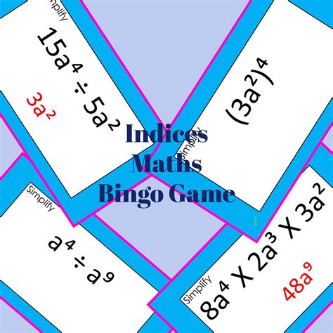 Indices Algebra Maths Bingo Game Activity Made By Teachers