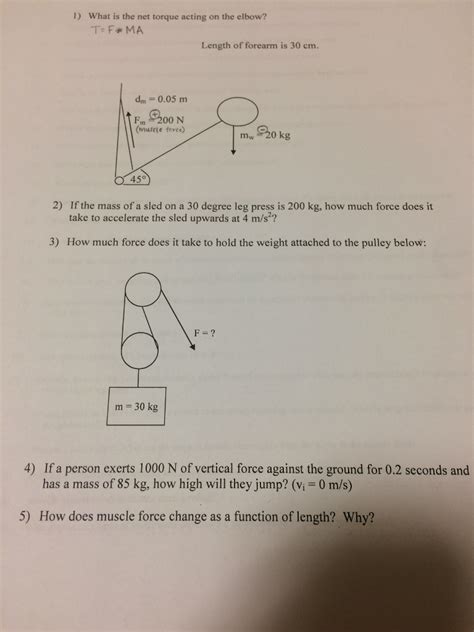 Solved 1 What Is The Net Torque Acting On The Elbow Also Chegg