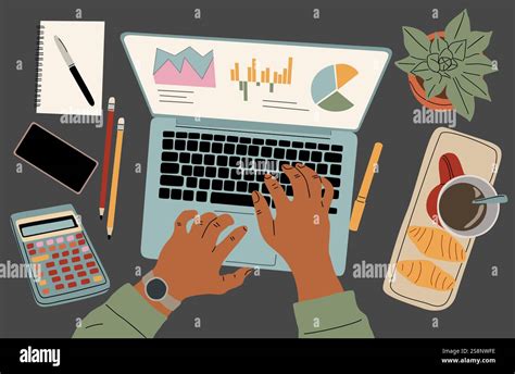 High Angle View Man Typing Stock Vector Images Alamy