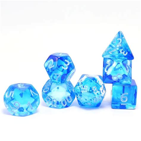 ゲームダイスセット多面体透明 2 色ブルー透明ダイスセット卓上ゲーム d4 d6 d8 d10 d12 d20 atq temu japan