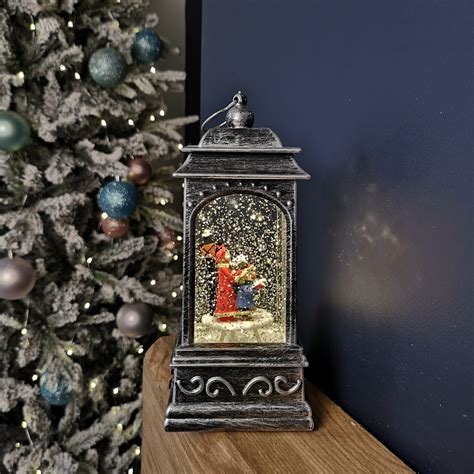 21cm Battery Operated Christmas Carol Scene Glitter Water Spinner Lant