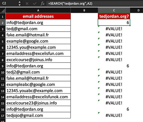 Search Function Excel Explained