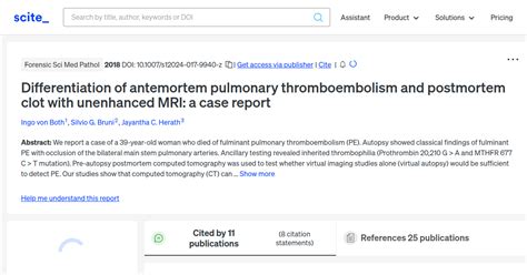 Differentiation Of Antemortem Pulmonary Thromboembolism And Postmortem Clot With Unenhanced Mri