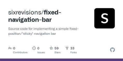 Github Sixrevisions Fixed Navigation Bar Source Code For Implementing A Simple Fixed Position
