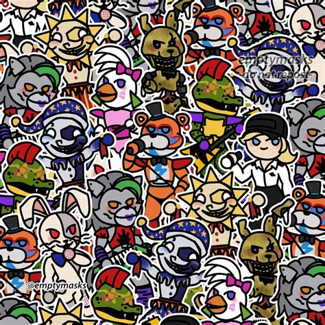 Fnaf Security Breach Chibi Stickers Glamrock Freddy Fazbear Etsy