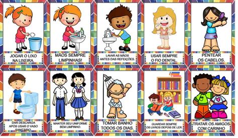 40 Cartazes Educativos Rotina Higiene e Convivência Pdf85 Elo7