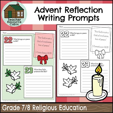 Advent Reflection 24 Day Writing Workbook Grade 78 Religious