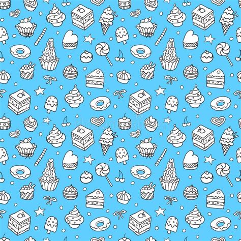 Vector Doodle Seamless Pattern With Bake And Sweets Stock Vector