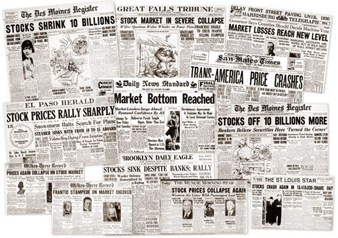 The Great Depression Newspaper Headlines From The 1929 Stock Market