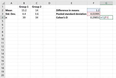 How To Calculate Cohen S D In Excel