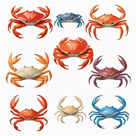 A Picture Of Crabs And Crabs With Different Colors And Colors Premium