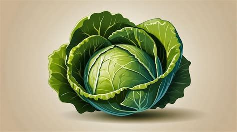 Premium Photo A Drawing Of A Cabbage With A Green Leaf