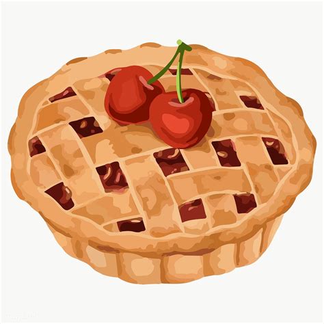 Hand Drawn Cherry Pie Sticker Design Resource Free Image