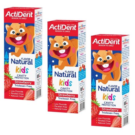 قیمت و خرید خمیر دندان کودک اکتیدنت مدل توت فرنگی وزن 70 گرم بسته 3 عددی