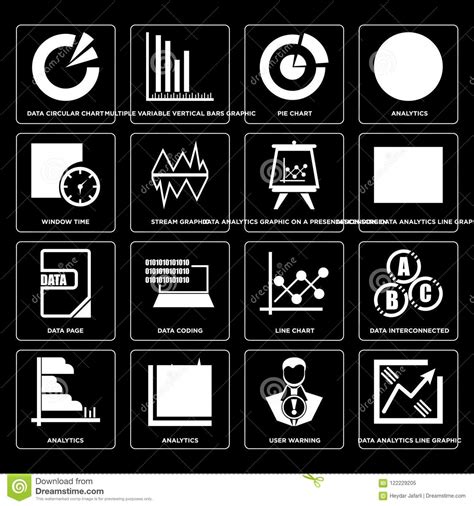 Set Of Data Analytics Line Graphic User Warning Analytics Line Chart