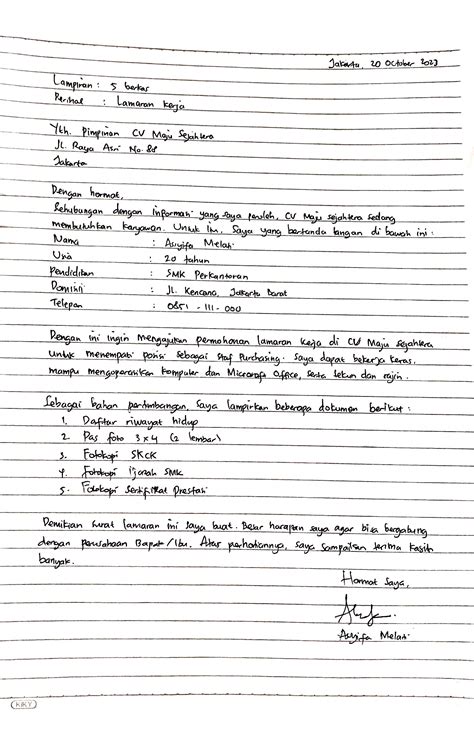 15 Contoh Surat Lamaran Kerja Tulis Tangan Cara Membuatnya Glints Blog