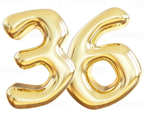 Gold 3d Number 36 36308407 Png