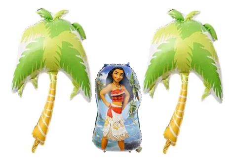 3 Balão Bexiga Metalizado Decoração Corpo Moana Coqueiro Mercadolivre