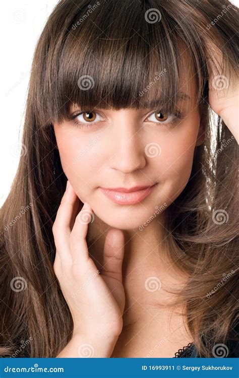 Pretty Woman With Dark Hair And Brown Eyes Stock Image Image 16993911