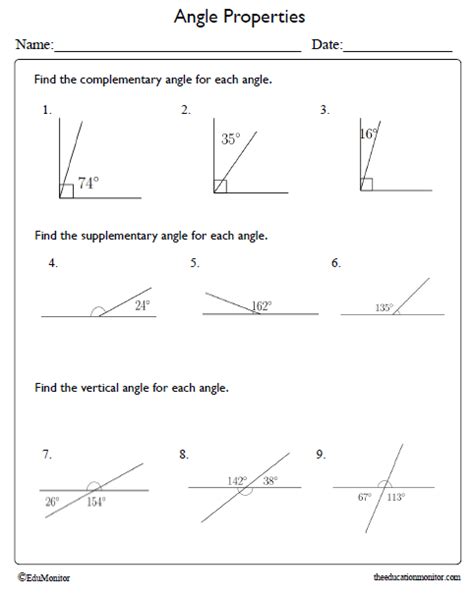 Geometry On Angle Properties Worksheet For Grade 8 Edumonitor Science Math Language Arts