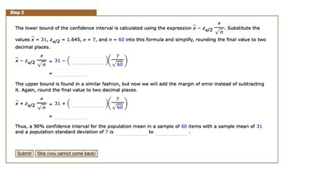 Step 2 The Lower Bound Of The Confidence Interval Is Calculated Using
